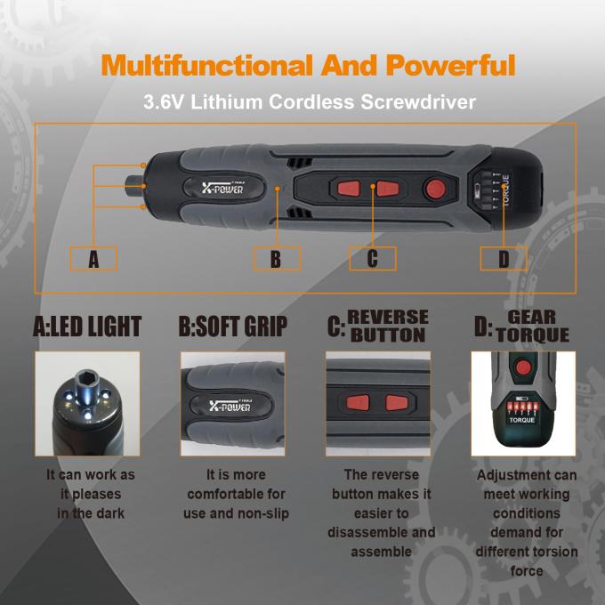 1.3Ah Lithium Battery Impact Screwdriver 3.6V Cordless 3NM torque